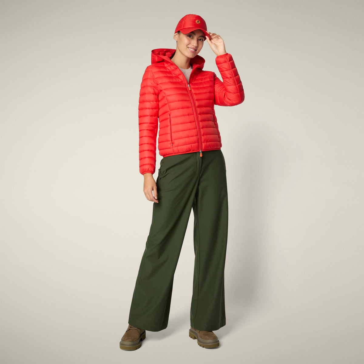 Women's Puffer Jacket Daisy in Fiery Red