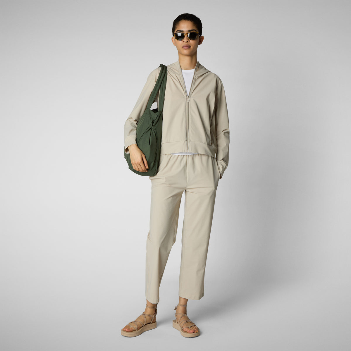 Felpa con cappuccio donna Pear rainy beige